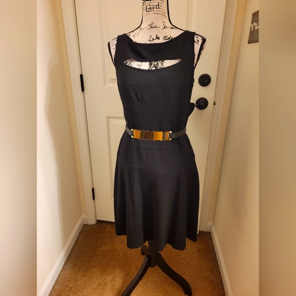 Cache | Dresses | Cache Little Black Dress Wsnap Closure Belt | Poshmark